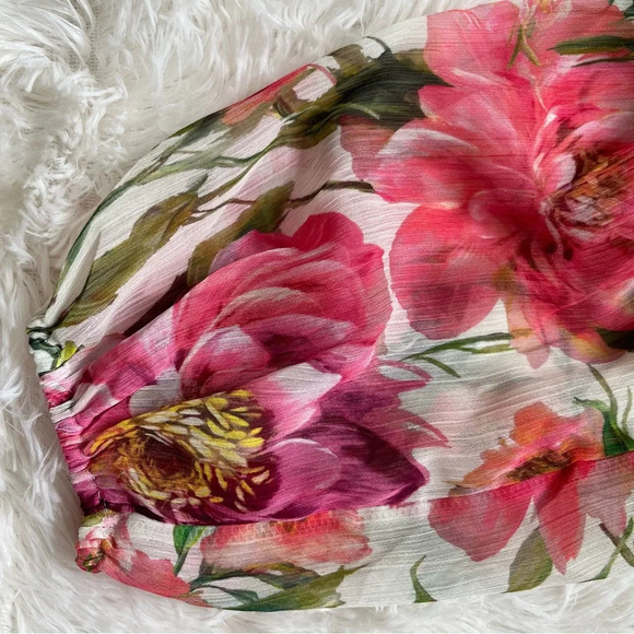 Express | Tops | Express Nwt Floral Ruffle Sheer Blouse Size Xs Pinks ...